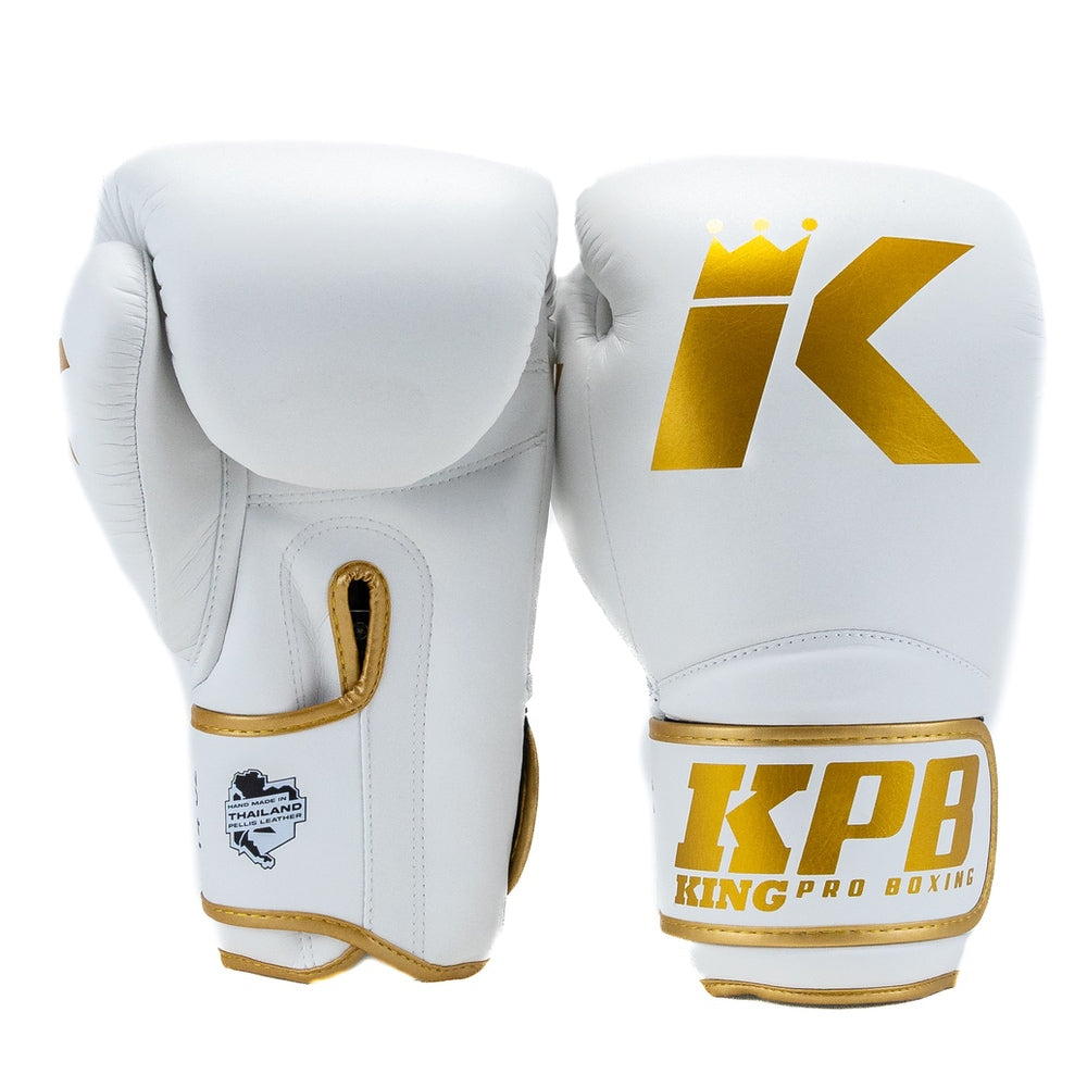 King Pro Boxing boxerské rukavice Pellis - bílá/zlatá, KPB/BGK-4 ...